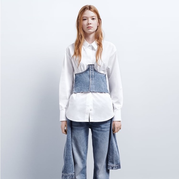 Zara | Tops | Zara Trf Denim Corset | Poshmark